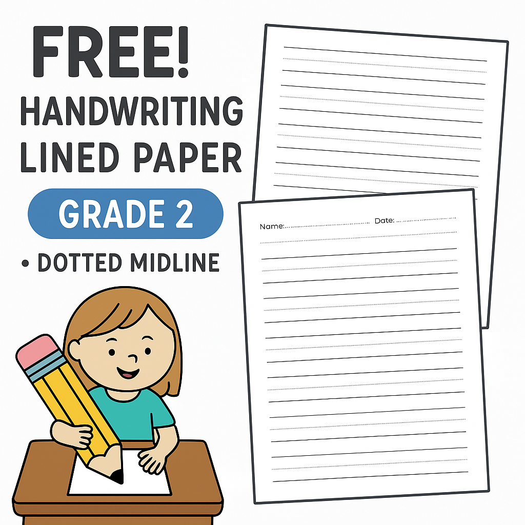 Handwriting Lined Paper – Dotted Midline Writing Pages (Grades 1–2 ...