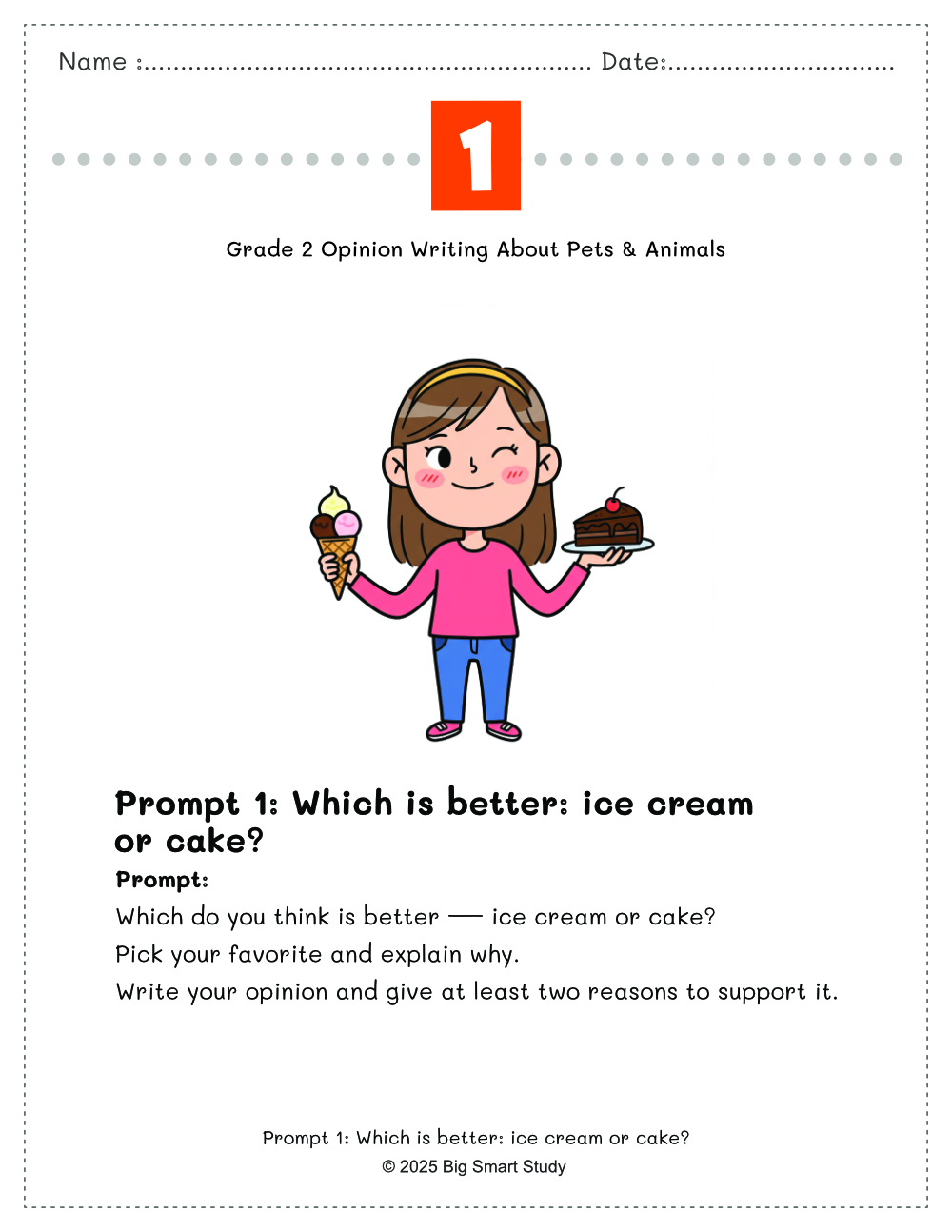 Grade 2 Opinion Writing Worksheets – Prompts About Personal Preferences ...
