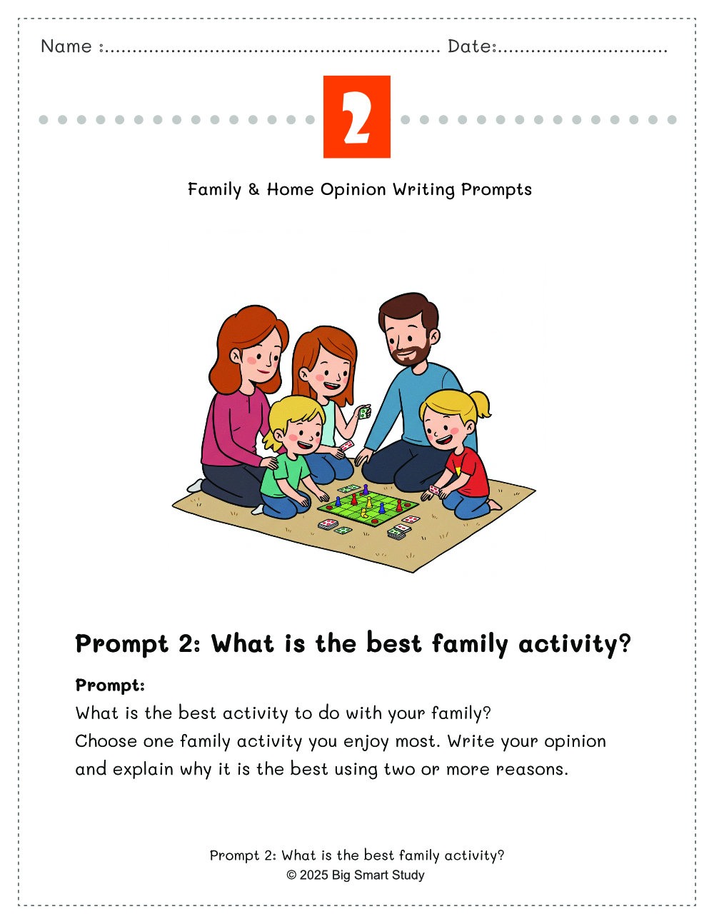Family-Themed Opinion Writing Pack for 2nd Grade – BIG Smart Study