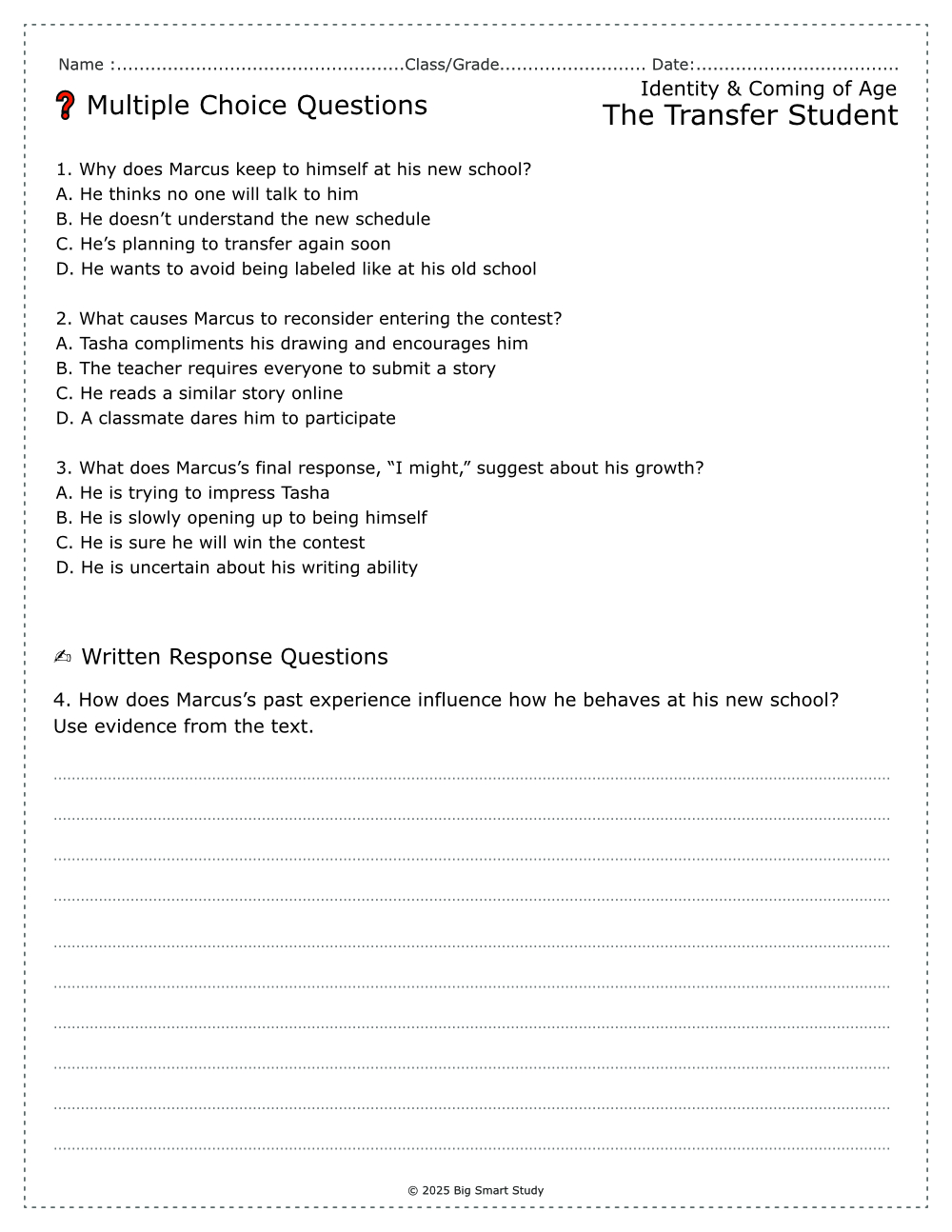 Grade 9 Reading Comprehension Passages and Worksheets – Exploring ...